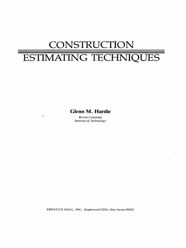 Construction Estimating Techniques - Hardie | PDF