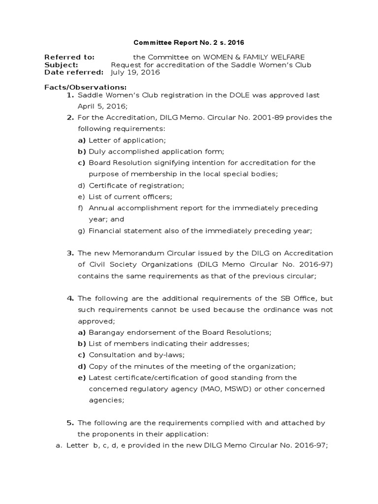 Sample Committee Report For Sangguniang Bayan | PDF