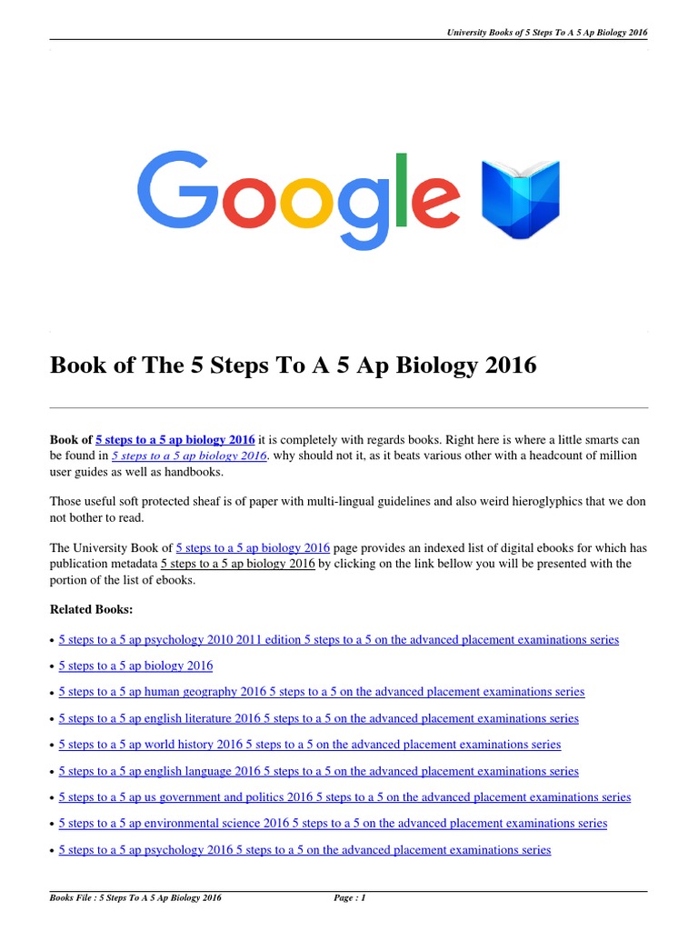 5 Steps To A 5 Ap Biology 2016 PDF | PDF | Advanced Placement | Test ...
