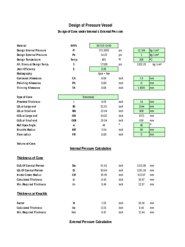Design and Stress Analysis of a Toriconical Pressure Vessel Cone ...