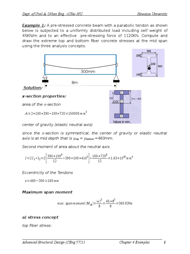 Prestressed Beam Analysis Example | PDF | Beam (Structure ...