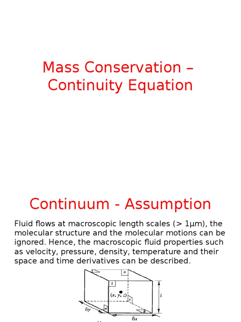 Mass Conservation - Continuity Equation | PDF | Science & Mathematics