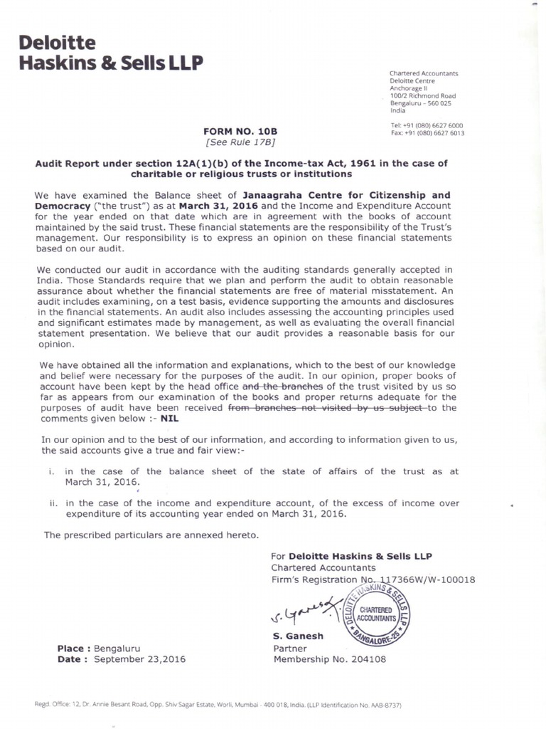 Audit Report Form 10B | PDF