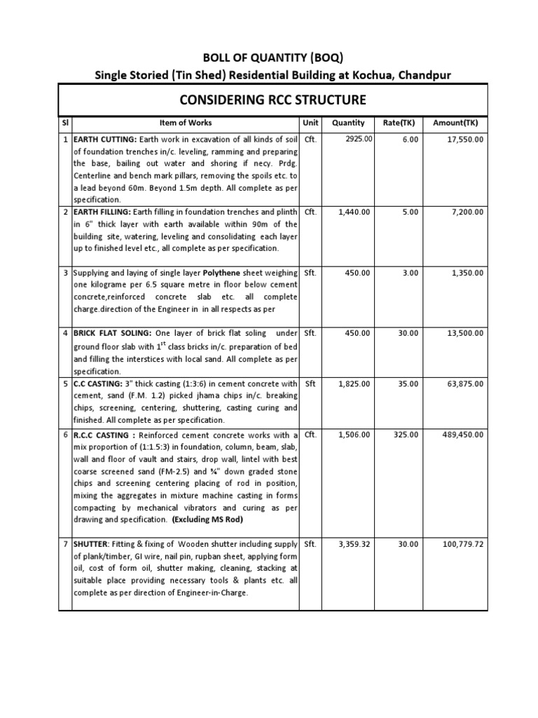 Boq | Brick | Concrete
