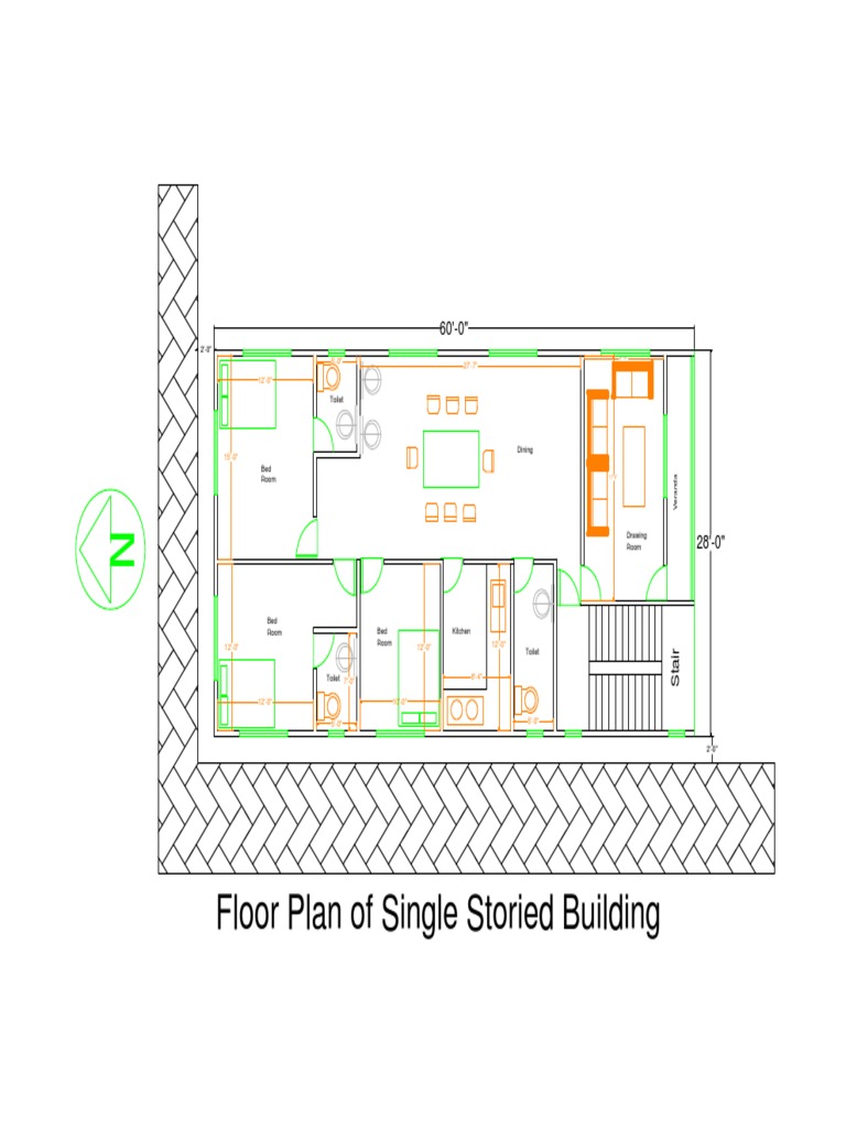 Floor Plan of Single Storied Building | PDF