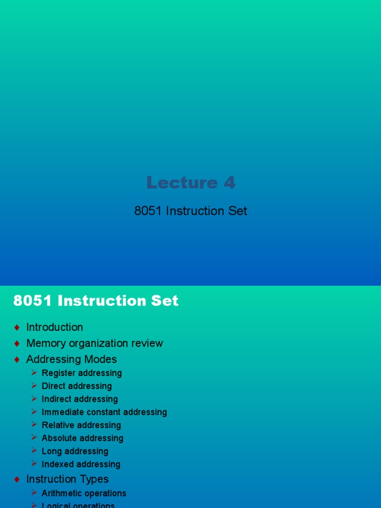 8051 Instruction Set Guide | PDF | Instruction Set | Areas Of Computer ...