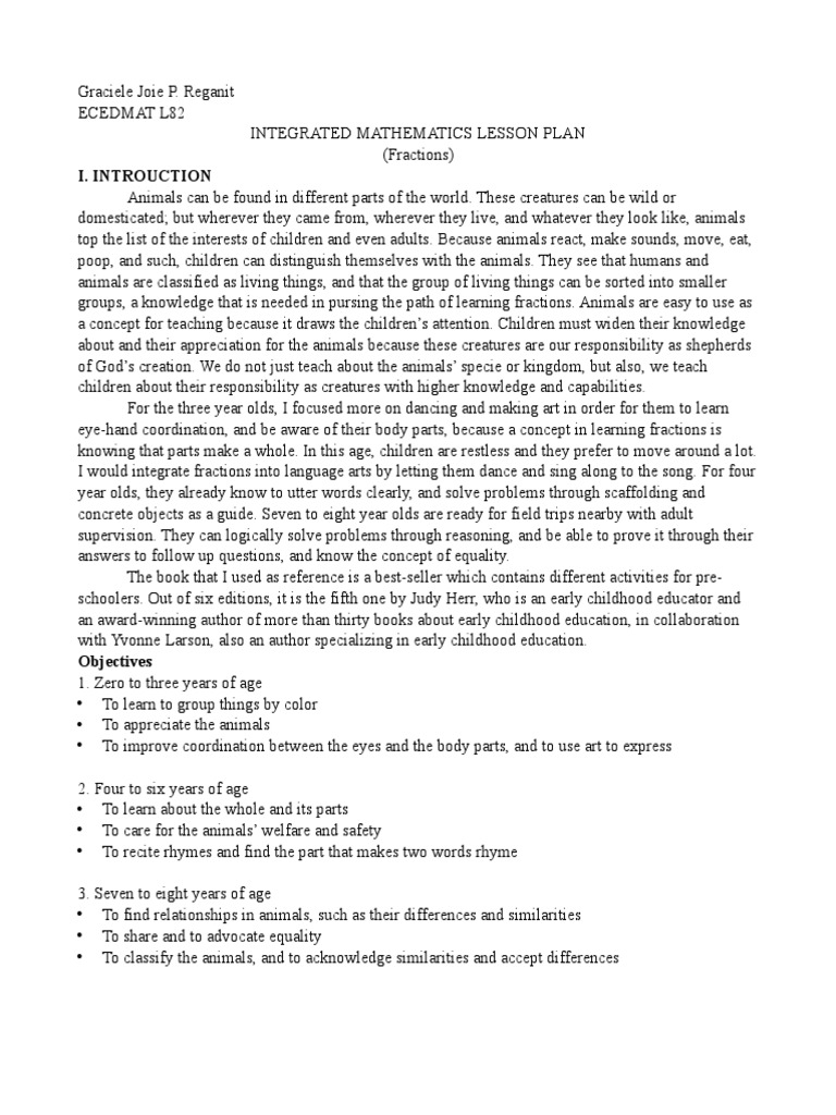 Early Childhood Education Lesson Plan | PDF | Lesson Plan | Early ...