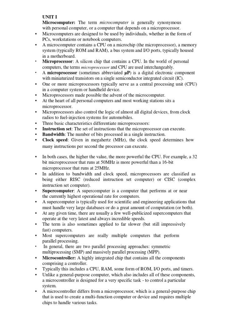 Microprocessor & Microcontroller Notes PDF | PDF