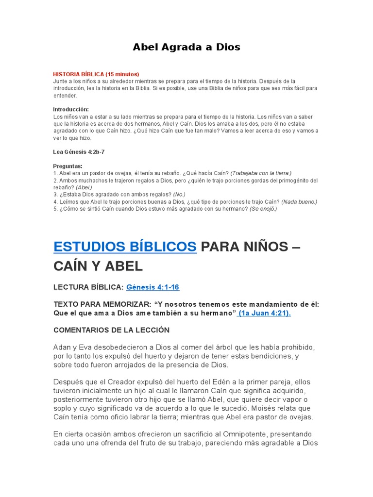 Abel Agrada A Dios | PDF | Caín y Abel | Cristianismo