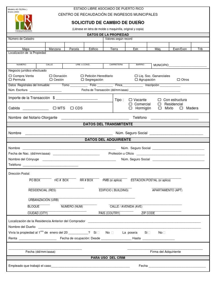 CRIM - Formulario | PDF