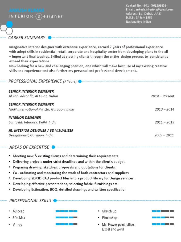 Interior Designer CV | PDF | Interior Design | Design
