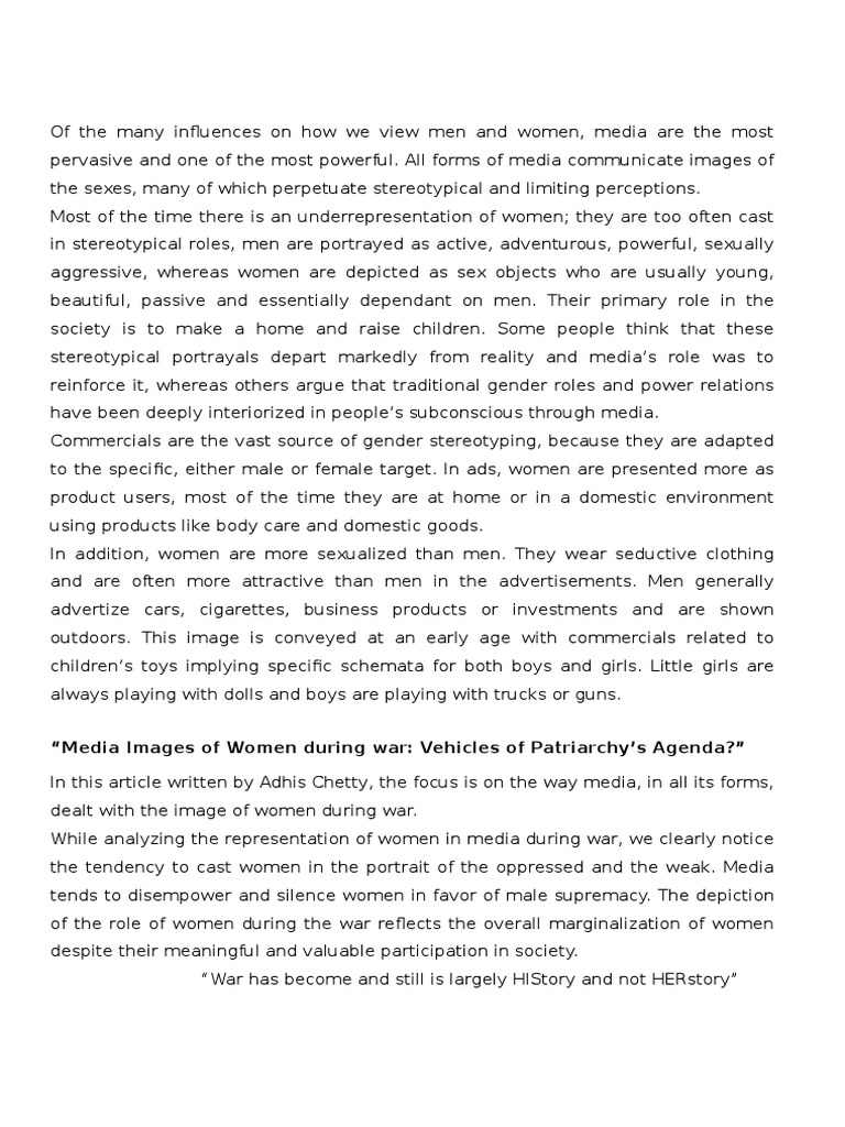 Media and Gender | PDF | Gender Role | Mass Media