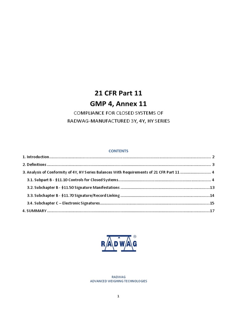 21 CFR Part 11 and GMP 4 - Compliance For Closed Systems | PDF ...
