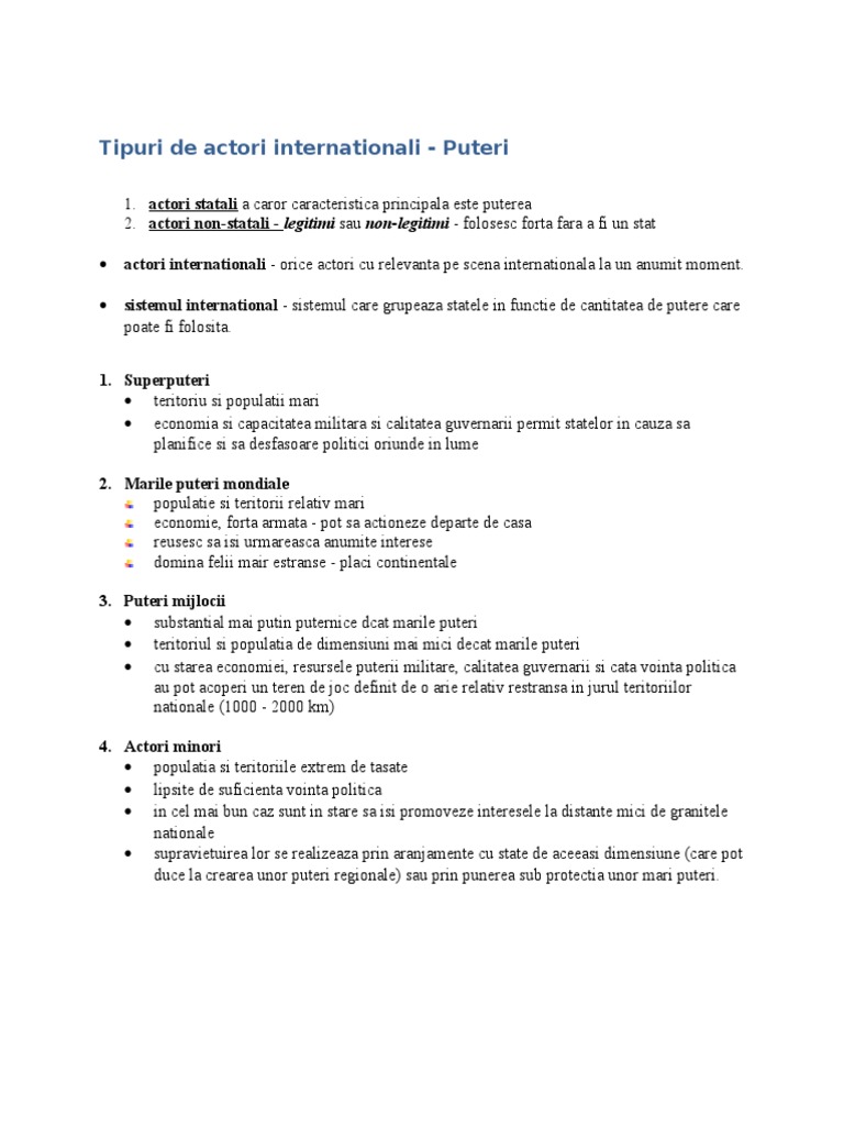 Tipuri de Actori Internationali | PDF