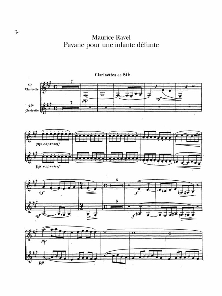 IMSLP37769 PMLP03577 Ravel Pavane - Clarinet PDF | PDF