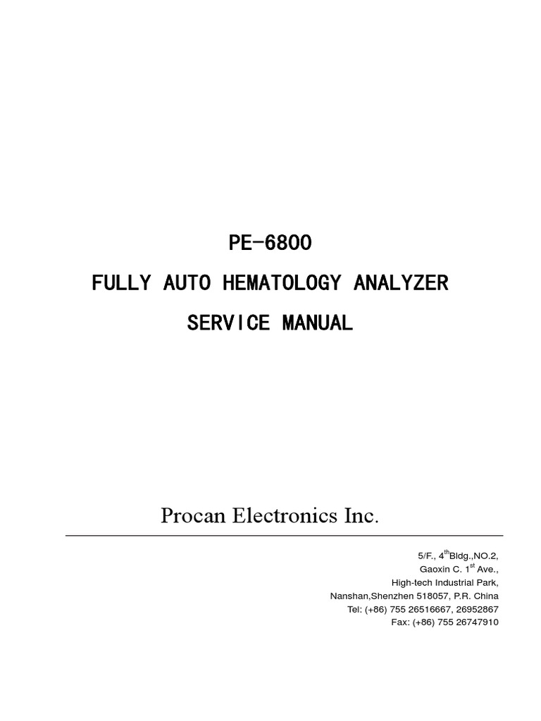 Pe 6800 7service Manual | PDF | Red Blood Cell | Thin Film Transistor ...