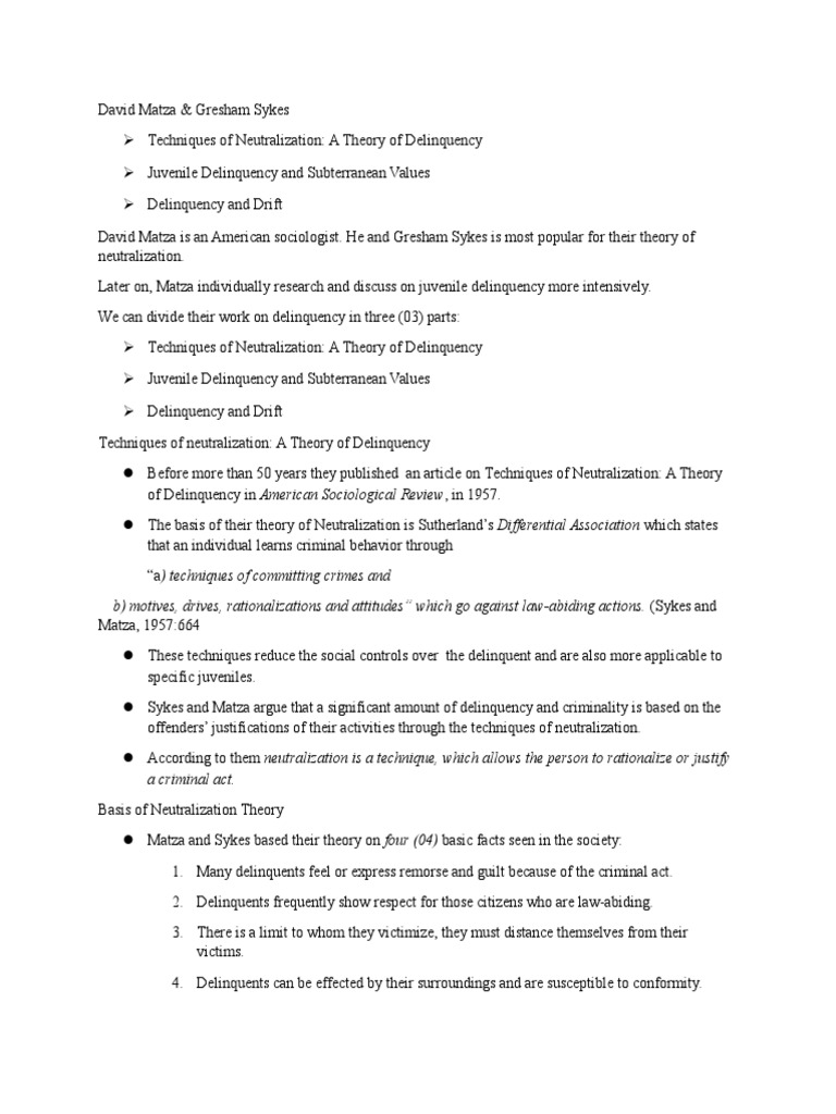 David Matza | Download Free PDF | Juvenile Delinquency | Deviance ...