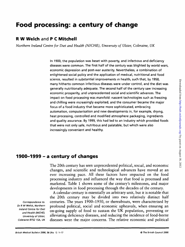 Food Processing A Century of Change | PDF | Breads | Foods