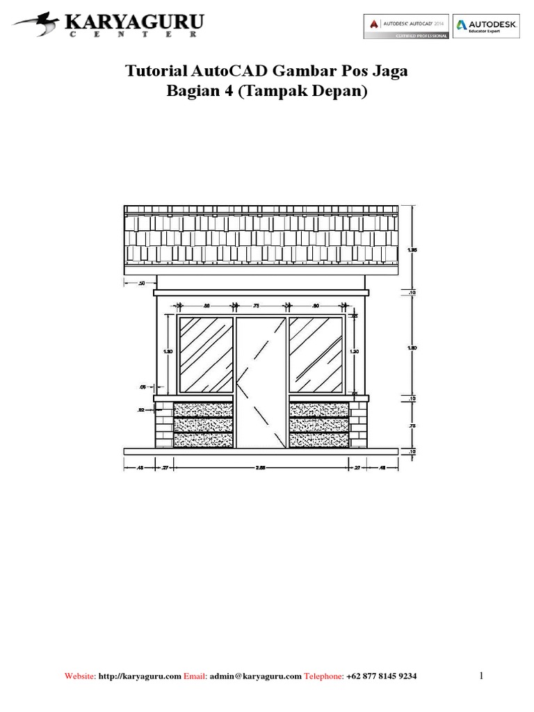 Ebook AutoCAD Gambar Pos Jaga Bagian 4 - Tampak Depan | PDF