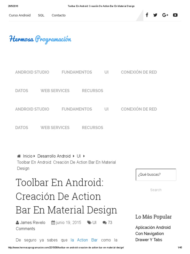Toolbar en Android_ Creación de Action Bar en Material Design | PDF ...