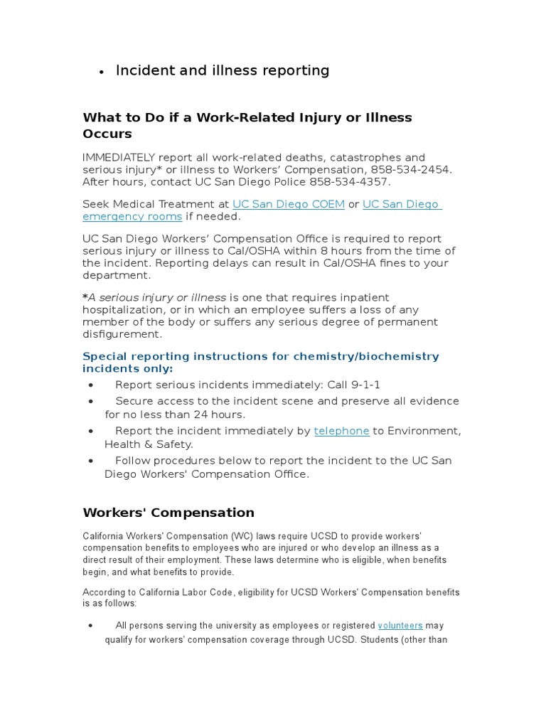 Incident and Illness Reporting: What To Do If A Work-Related Injury or ...