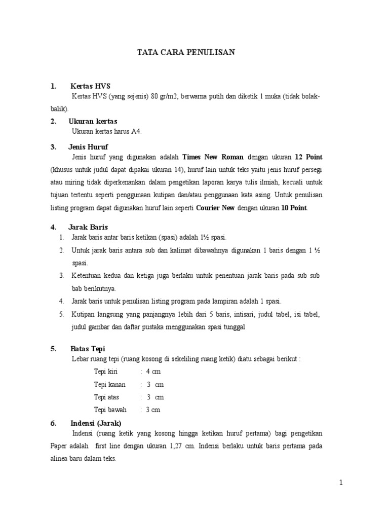 Tata Cara Penulisan Paper Mahasiswa | PDF