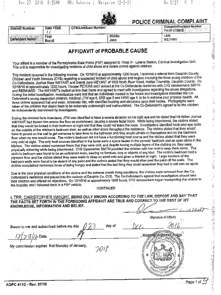 Affidavit of Probable Cause (Page 10) | PDF
