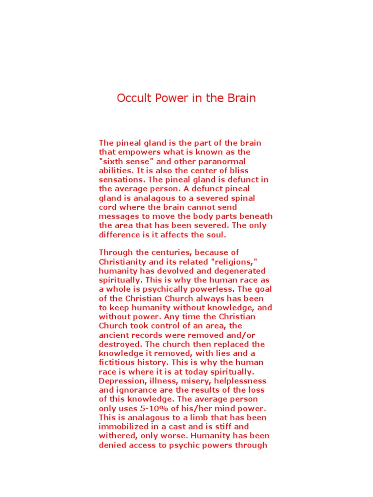 Occult Power in The Brain | PDF | Chakra | Brain