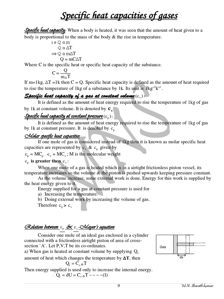Specific Heat Capacities of Gases | PDF | Heat Capacity | Heat