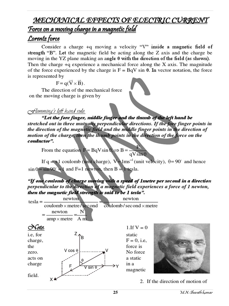 Mechanical Effect of Electric Current | PDF | Magnetic Field | Force