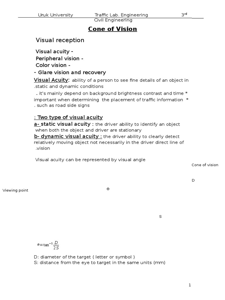 Visual Reception - : Cone of Vision | PDF | Visual Acuity | Visual ...