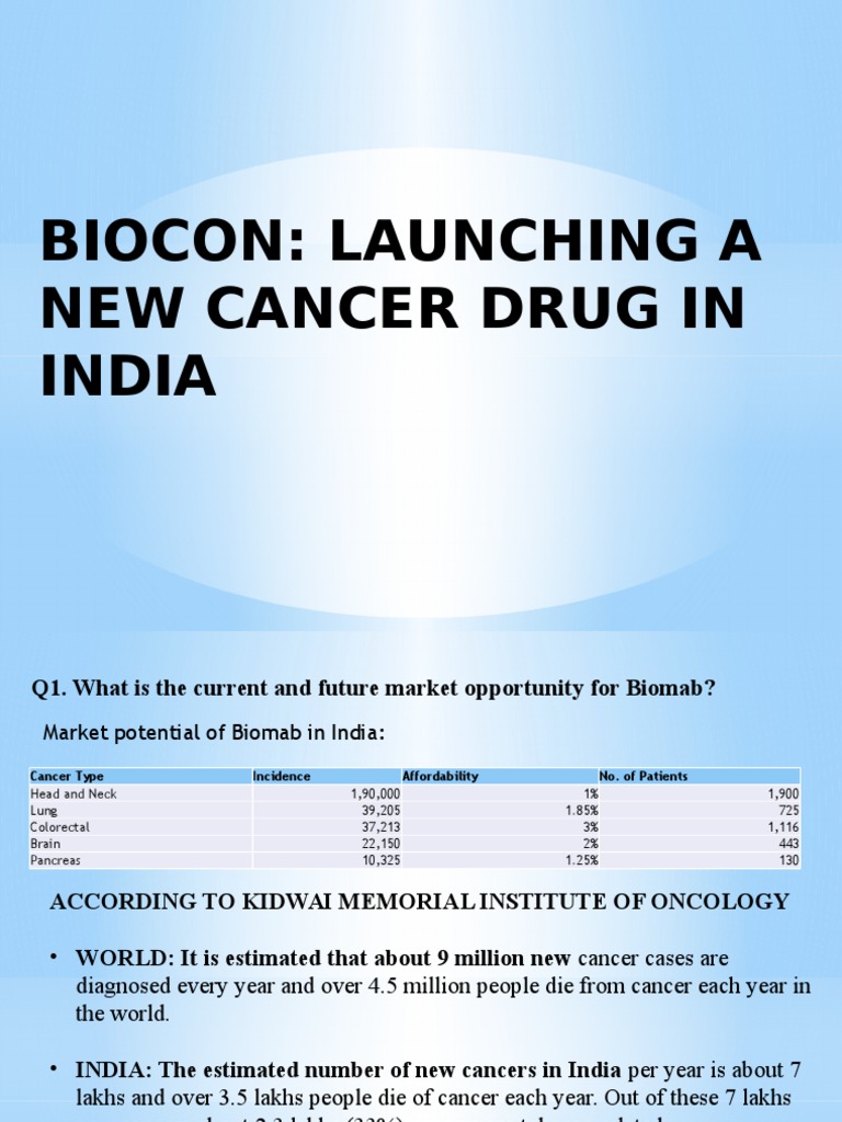 Biocon: Launching A New Cancer Drug in India | PDF