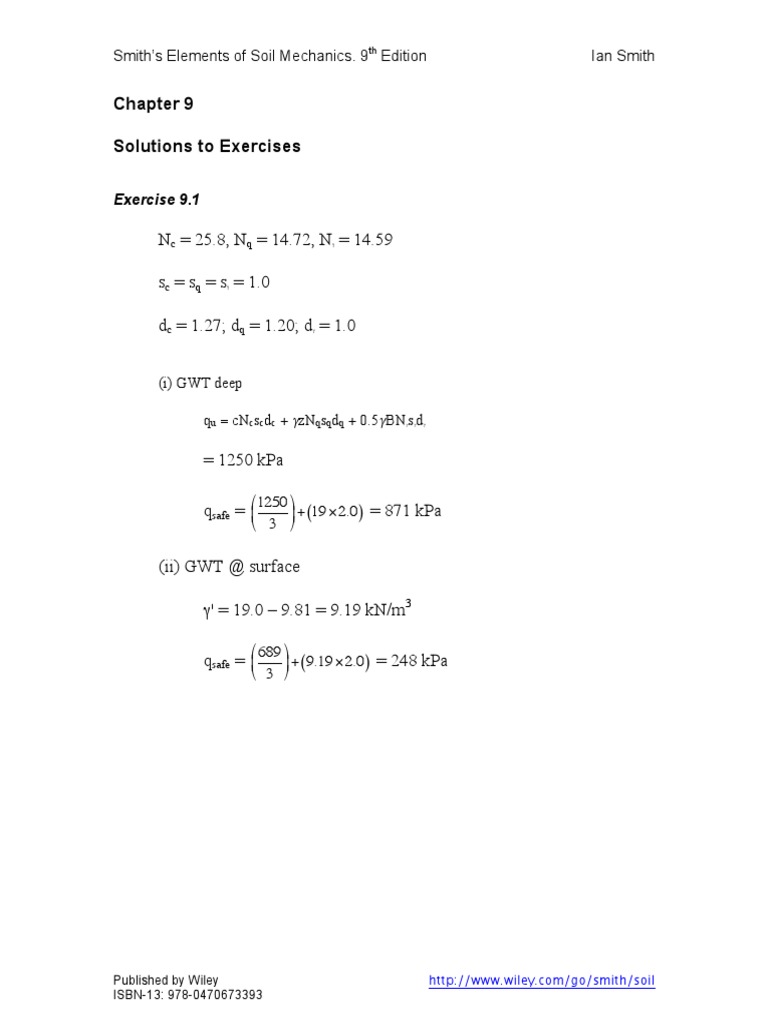 Soil Mechanics Exercises Solutions | PDF