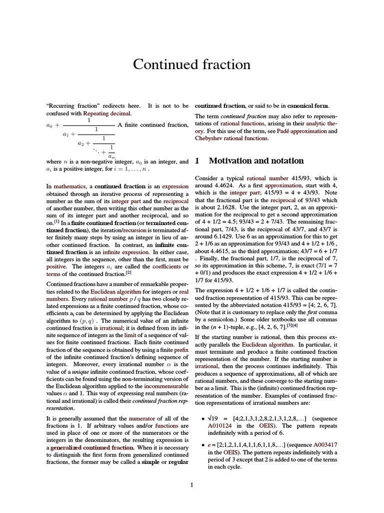 Continued Fraction | Download Free PDF | Fraction (Mathematics ...