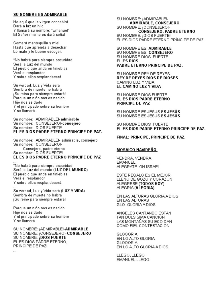 Su Nombre Es Admirable | PDF