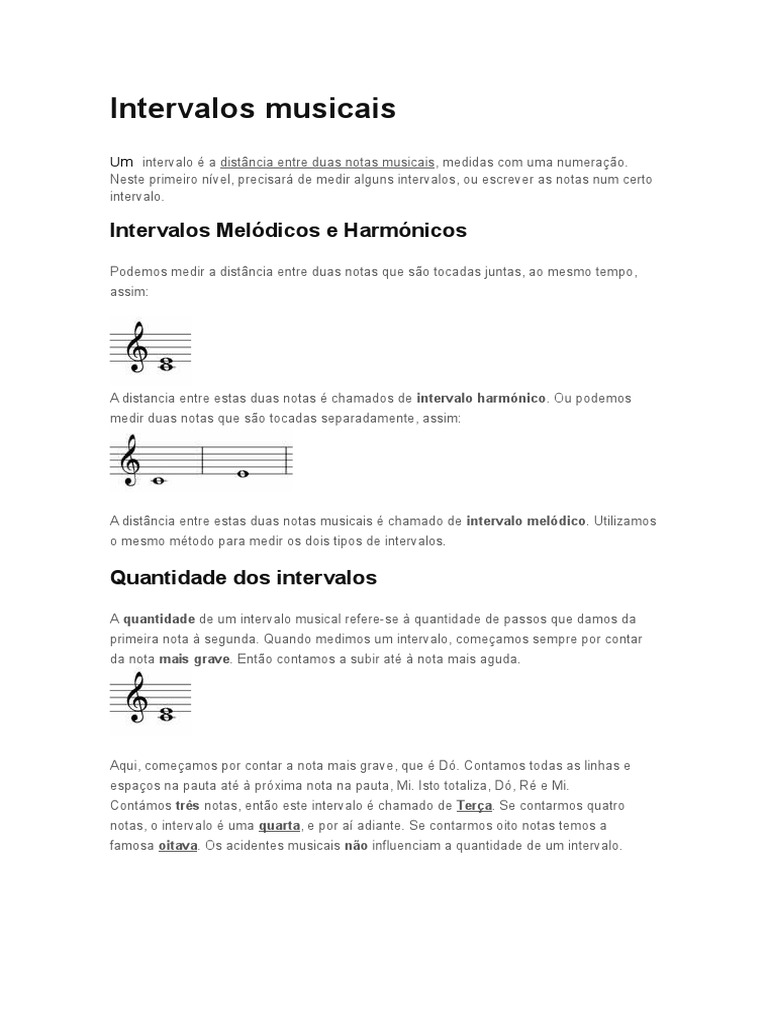 Intervalos Musicais | PDF | Intervalo (música) | Escala (música)