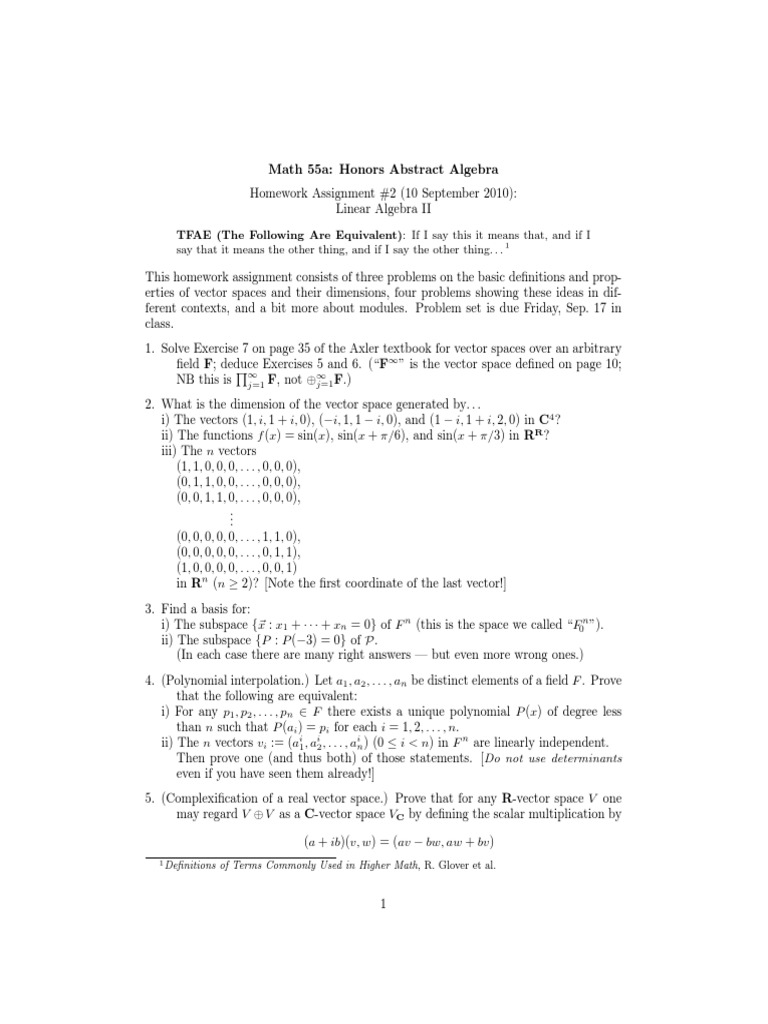Abstract Algebra Homework Solutions Assignment 2 | Vector Space | Group (Mathematics)