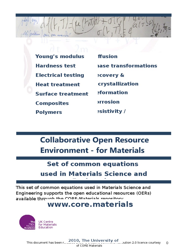 WWW - Core.materials .Ac - Uk: Set of Common Equations Used in ...