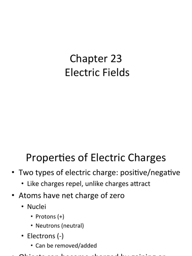 Chapter 23 Electric Fields | PDF | Electric Charge | Force