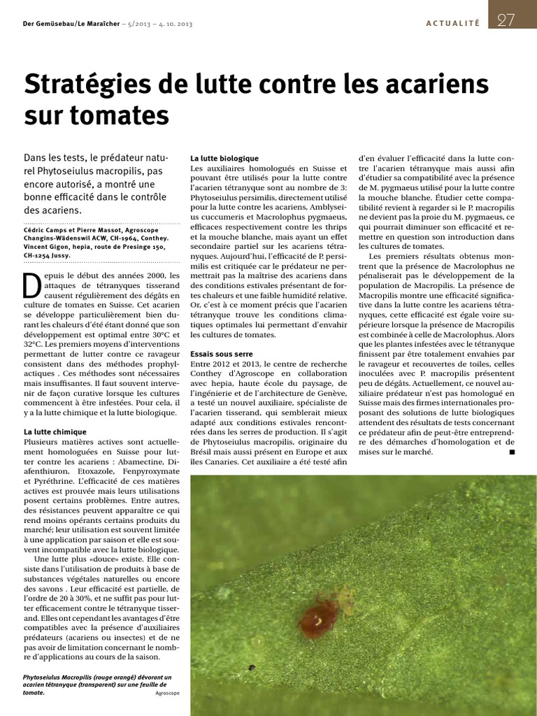 Stratégies de Lutte Contre Les Acariens