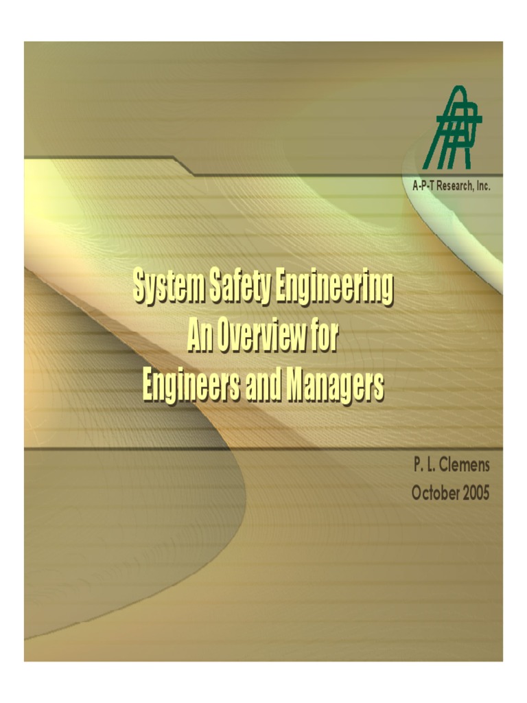 System Safety Engineering An Overview For Engineers and Managers | PDF ...
