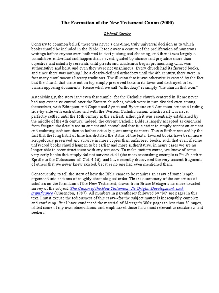 001 The Formation of The New Testament Canon | PDF | New Testament ...