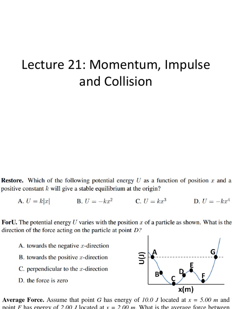 Lecture 21 Impulse and Momentum | PDF | Momentum | Force