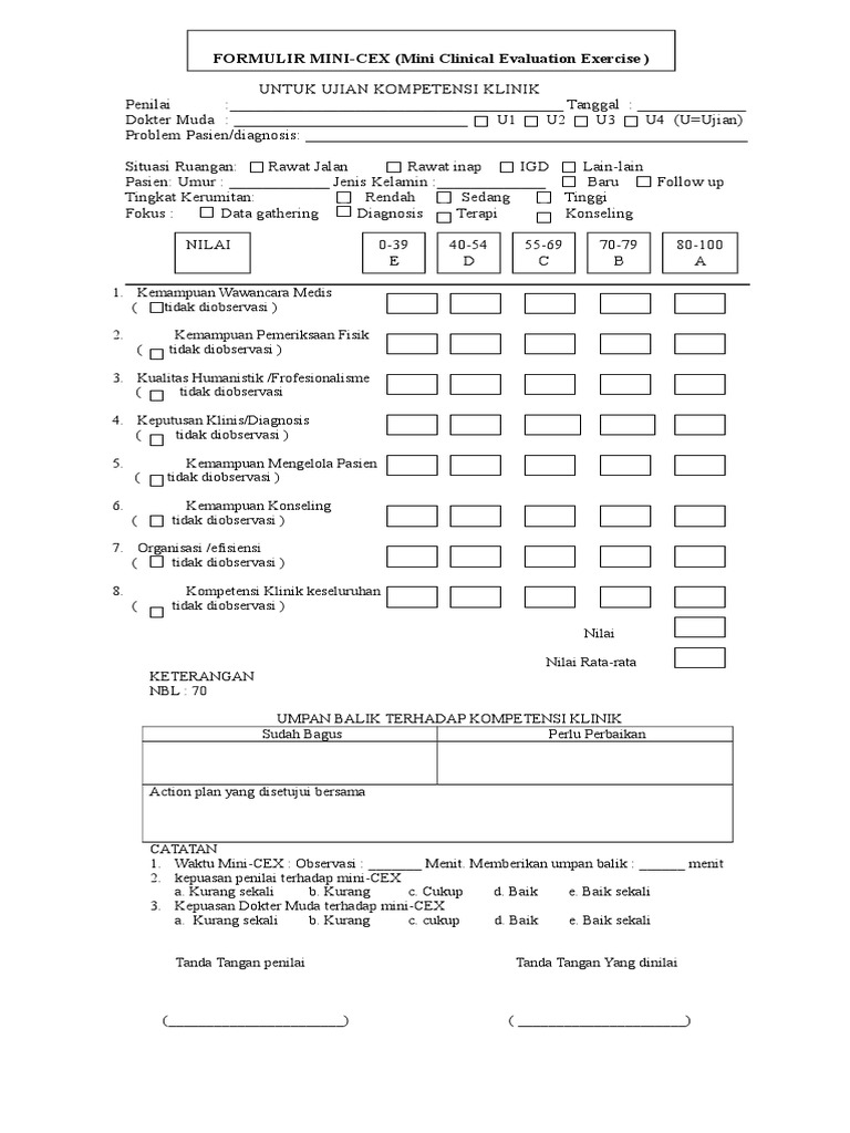 Formulir Mini Cex | PDF
