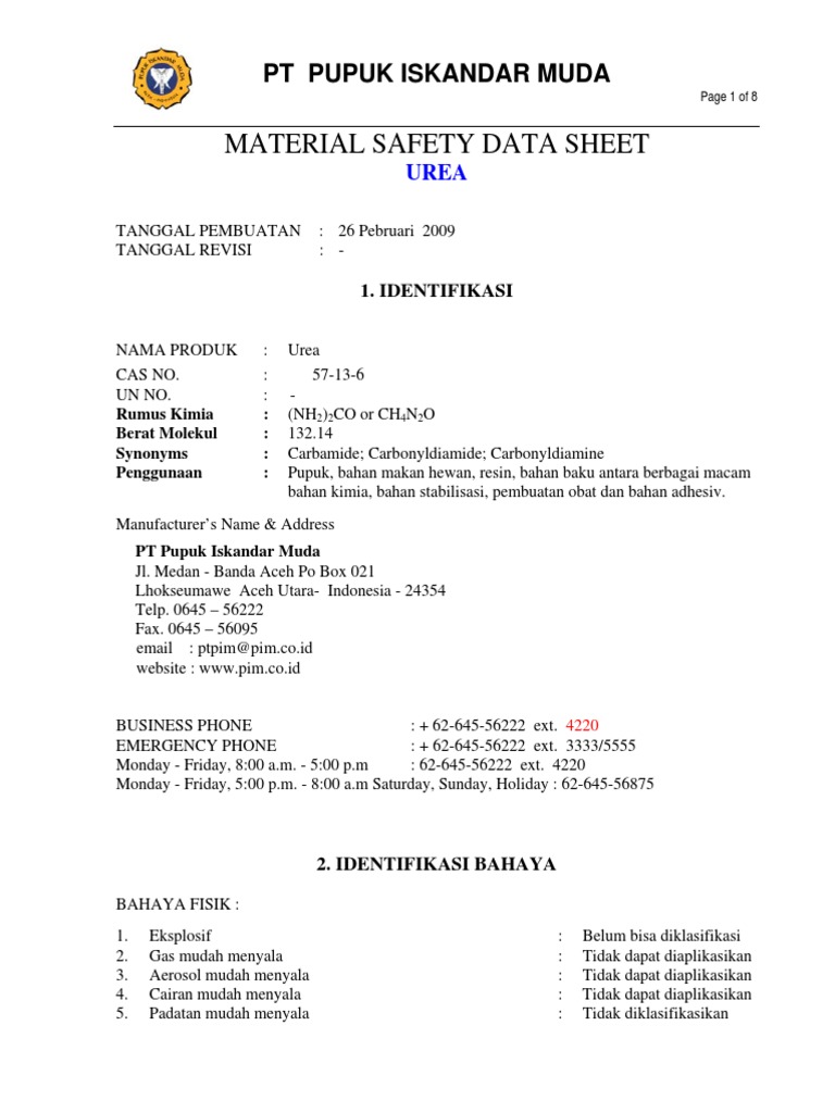 Msds Urea Ind | PDF