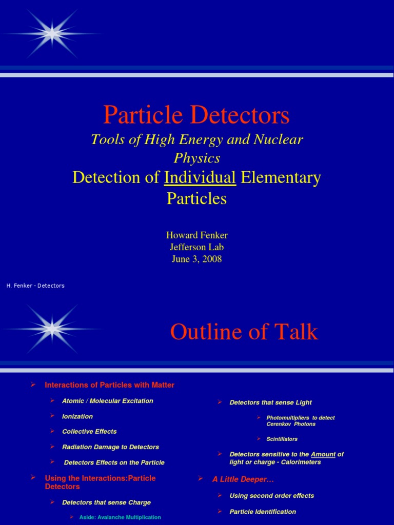 Particle Detectors: Detection of Individual Elementary Particles | PDF ...