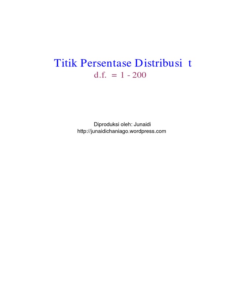 Tabel-T Untuk Uji Statistik PDF | PDF