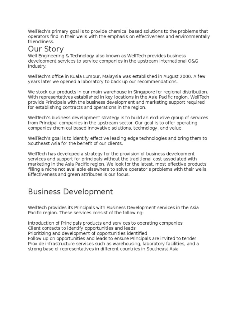 From WellTech | PDF | Business Development | Oil Well