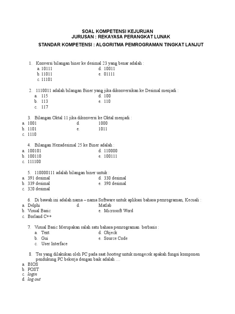 Soal - Algoritma Pemrograman Tingkat Lanjut | PDF