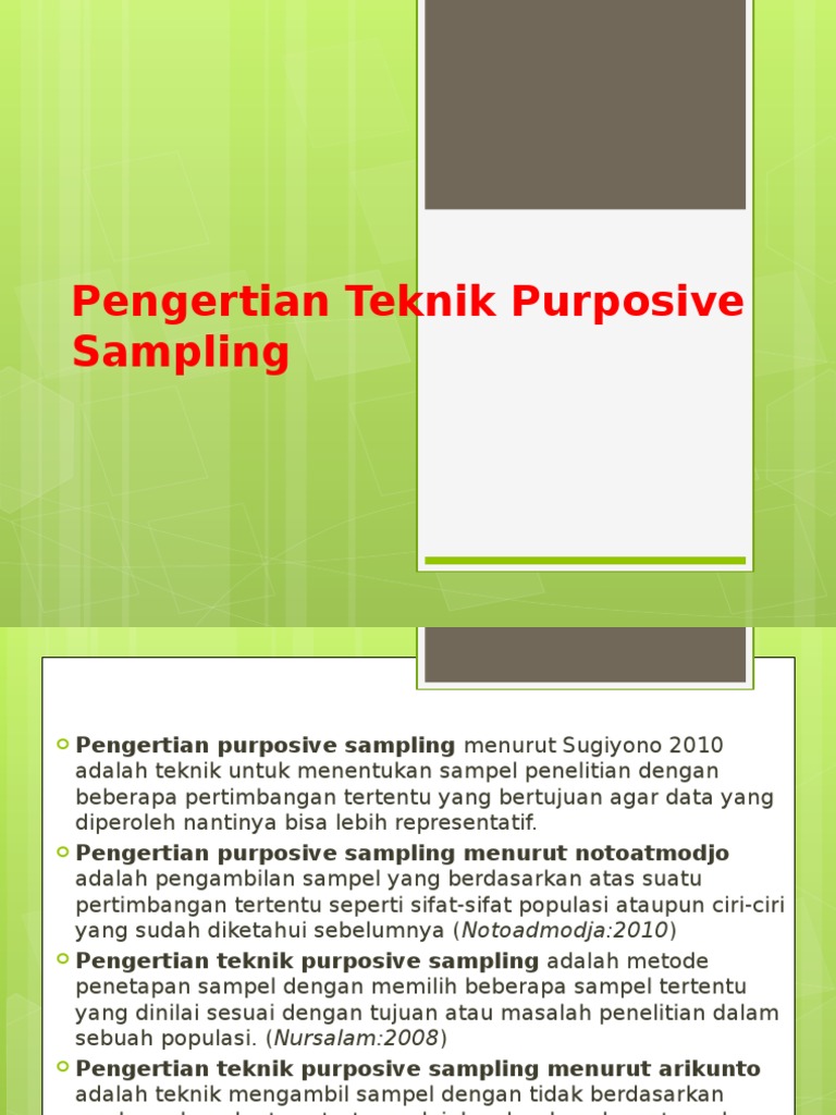 Pengertian Teknik Purposive Sampling | PDF
